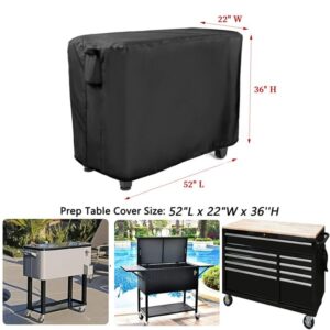 Andacar Prep Table Cover, Outdoor Tool Chest Cover Cooler Cart Cover for Keter Unity XL Portable Bar Rolling Outdoor Table Cover Patio Storage Box Waterproof Storage Cabinet Cover (52inch)