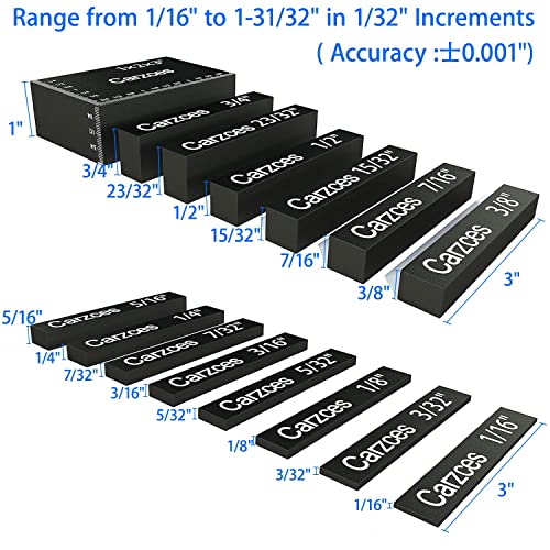 Setup Blocks Height Gauge Set, 15pcs Precision Aluminum Height Gauges Set Setup Bars, Testing Gage Block Gage Measuring Tool for Router and Table Saw Woodworking Accessories- Black