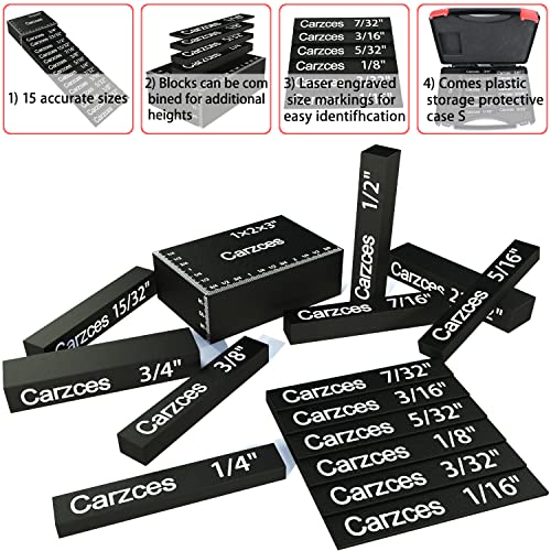 Setup Blocks Height Gauge Set, 15pcs Precision Aluminum Height Gauges Set Setup Bars, Testing Gage Block Gage Measuring Tool for Router and Table Saw Woodworking Accessories- Black