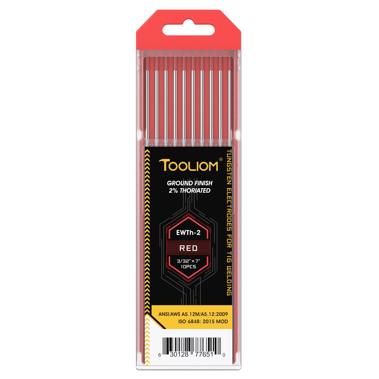 Tig Tungsten Welding Tungsten Electrodes 2% Thoriated Tungsten 3/32” x 7” (Red,Ewth-2) 10-Pack TOOLIOM