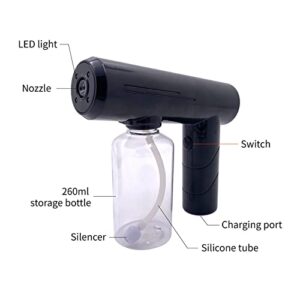 3T GROUP Mini Disinfectant Spray Gun Nano Sprayer Sanitizer Gun Alcohol Nano Spray Gun Electric Atomizer Spray Bottle Gun Mist Sprayer Gun Fogger Machine for Indoor Outdoor 8.8 OZ Black