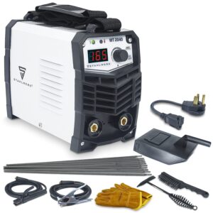 s stahlwerk welder arc 165a inverter mma welding machine kit 110/220v igbt digital display hot start portable with welding gloves, fits 2.5mm welding rods