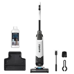 eureka all in one wet dry vacuum cleaner and mop for multi-surface, corded lightweight self-cleaning system, for hard floors and area rugs, 2-in-1, black and white