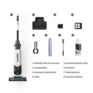 EUREKA All in One Wet Dry Vacuum Cleaner and Mop for Multi-Surface, Corded Lightweight Self-Cleaning System, for Hard Floors and Area Rugs, 2-in-1, Black and White