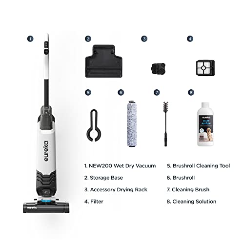 EUREKA All in One Wet Dry Vacuum Cleaner and Mop for Multi-Surface, Corded Lightweight Self-Cleaning System, for Hard Floors and Area Rugs, 2-in-1, Black and White