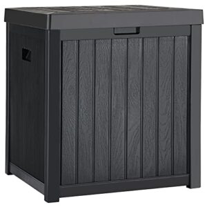 yitahome 51 gallon medium deck box,outdoor storage container for patio cushions,pool supplies,garden tools,weather,resistant,resin (black)