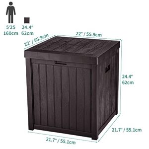 YITAHOME 51 Gallon Medium Deck Box,Outdoor Storage Container for Patio Cushions,Pool Supplies,Garden Tools,Weather, Resistant,Resin (Brown)