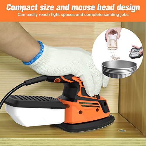 Mouse Detail Sander, Vastar Multifunctional Compact Electric Sander Tool with High-efficiency Dust Collection System and 24 Pcs Sandpaper, Suitable for Sanding, Polishing, Removing Paint, Blemishes