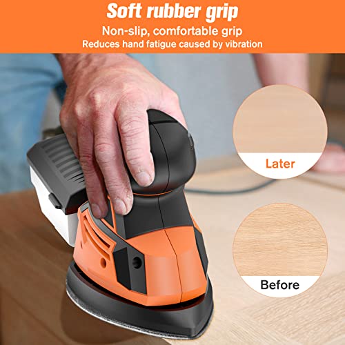 Mouse Detail Sander, Vastar Multifunctional Compact Electric Sander Tool with High-efficiency Dust Collection System and 24 Pcs Sandpaper, Suitable for Sanding, Polishing, Removing Paint, Blemishes