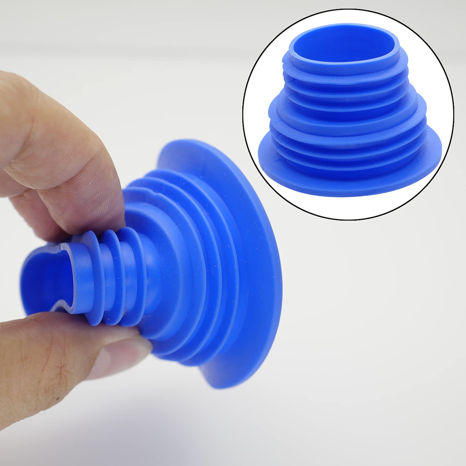 LYMGS Universal Fit Drain Pipe Hose Silicone Plug, Washing Machine Drain Hose Sealing Plug Kitchen Pipe Sewer Seal Ring Laundry Room Bathroom Bathtub, Black White Blue 3 Pack