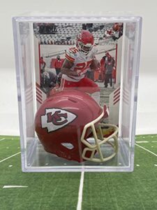 kansas city chiefs nfl helmet shadowbox w/clyde edwards-helaire card