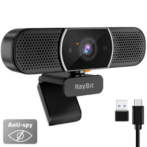 3 in 1 webcam - 2k hd usb c webcam with microphone and speaker, stereo sound & noise-cancelling mics, privacy cover, light correction, autofocus conference web camera for computer/laptop/pc/monitor