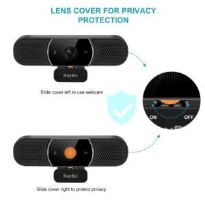 3 in 1 Webcam - 2K HD USB C Webcam with Microphone and Speaker, Stereo Sound & Noise-Cancelling Mics, Privacy Cover, Light Correction, Autofocus Conference Web Camera for Computer/Laptop/PC/Monitor