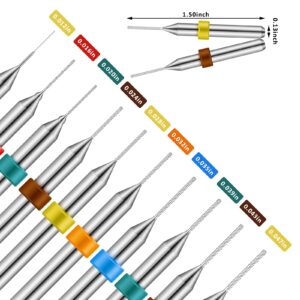 Shank Tungsten Carbide Micro Drill Bits Set, Tungsten Steel PCB Print Circuit Board Flute CNC Router Bits for Rough Stone Print Circuit Board Jewelry Engraving (30 Pcs, 0.3-1.2 mm)