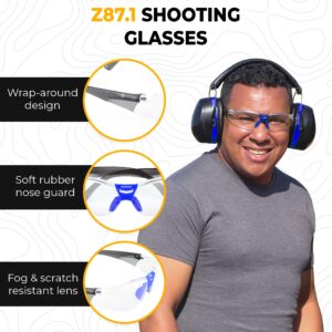 TradeSmart All-in-One Shooting Ear Protection & Range Glasses, 5 Earplugs & Hard Case - Ideal Shooter's Gift for Him and Her