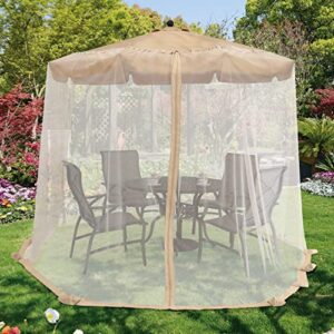 abccanopy upgrade 9ft-11ft patio umbrella mosquito netting adjustable mosquito net with zipper door for most outdoor market table umbrellas or cantilever offset hanging umbrellas (beige)