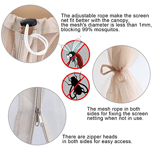 ABCCANOPY Upgrade 9FT-11FT Patio Umbrella Mosquito Netting Adjustable Mosquito Net with Zipper Door for Most Outdoor Market Table Umbrellas or Cantilever Offset Hanging Umbrellas (Beige)