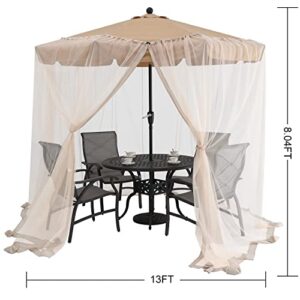 ABCCANOPY Upgrade 9FT-11FT Patio Umbrella Mosquito Netting Adjustable Mosquito Net with Zipper Door for Most Outdoor Market Table Umbrellas or Cantilever Offset Hanging Umbrellas (Beige)