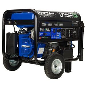 duromax xp5500dx 5,500-watt/4,500-watt 224cc electric start dual fuel portable generator w/co alert