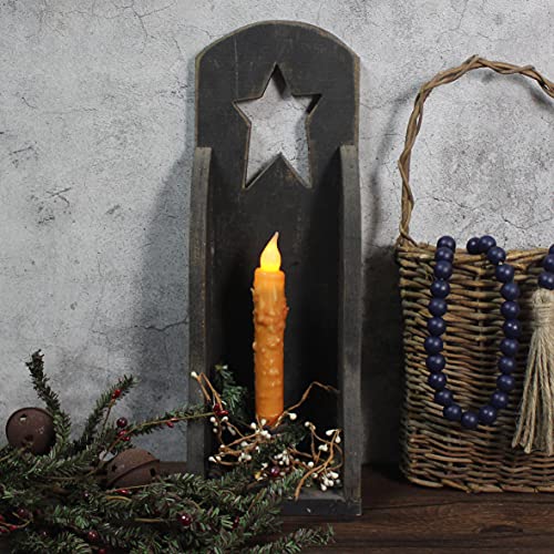 CVHOMEDECO. Real Wax Hand Dipped Battery Operated LED Timer Taper Candles Rustic Primitive Flameless Lights Decor, 6-3/4 Inch, Orange, 2 PCS in a Package