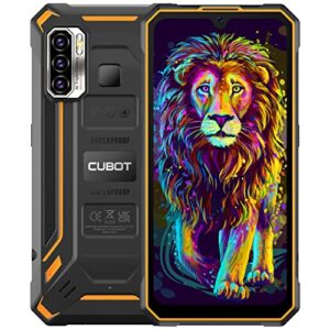 cubot rugged smartphone, king kong rugged cell phone, 4gb+64gb, 48mp camera, android 11 phone, 6.1” hd+ screen, 5000mah battery, 4g dual sim phones, ip68 waterproof cell phone, face id, orange