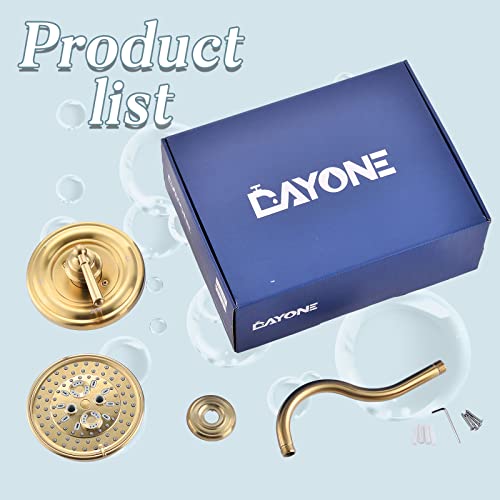 Bathroom Shower Only Faucet with Valve Brushed Gold, DAYONE Wall Mounted Shower Fixtures Complete Mixer, Single Function Shower Trim Kit Set, DAY152BTG