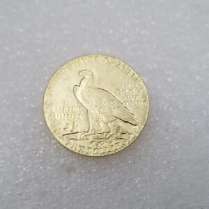 Kocreat Copy 1909-D Indian Head Eagle Gold Coin Five Dollars-Replica USA Souvenir Coin Lucky Coin Hobo Coin Morgan Dollar