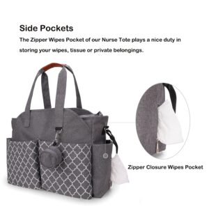 Korolev Nurse Bag for Work, Nurse Tote Bag, Nursing Bag with Multiple Pockets for Nurse and Working Women, Gray