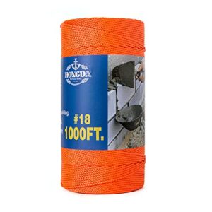 hongda mason line, 1000 feet #18 braided nylon mason line string perfect for masonry jobs and for the layout of general construction, gardening, diy project, fluorescent orange