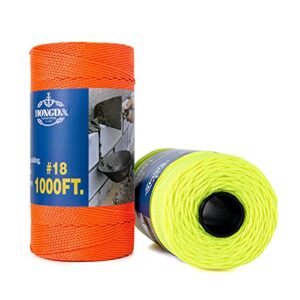 HONGDA Mason Line, 1000 Feet #18 Braided Nylon Mason line String Perfect for Masonry Jobs and for The Layout of General Construction, Gardening, DIY Project, Fluorescent Orange