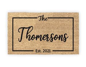 personalized last name coir coconut husk doormat door mat 18x30 or 24x36 (18"x 30")