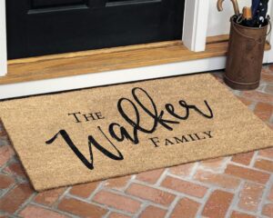 personalized family name coir coconut husk doormat door mat 18x30 or 24x36 (18"x 30")