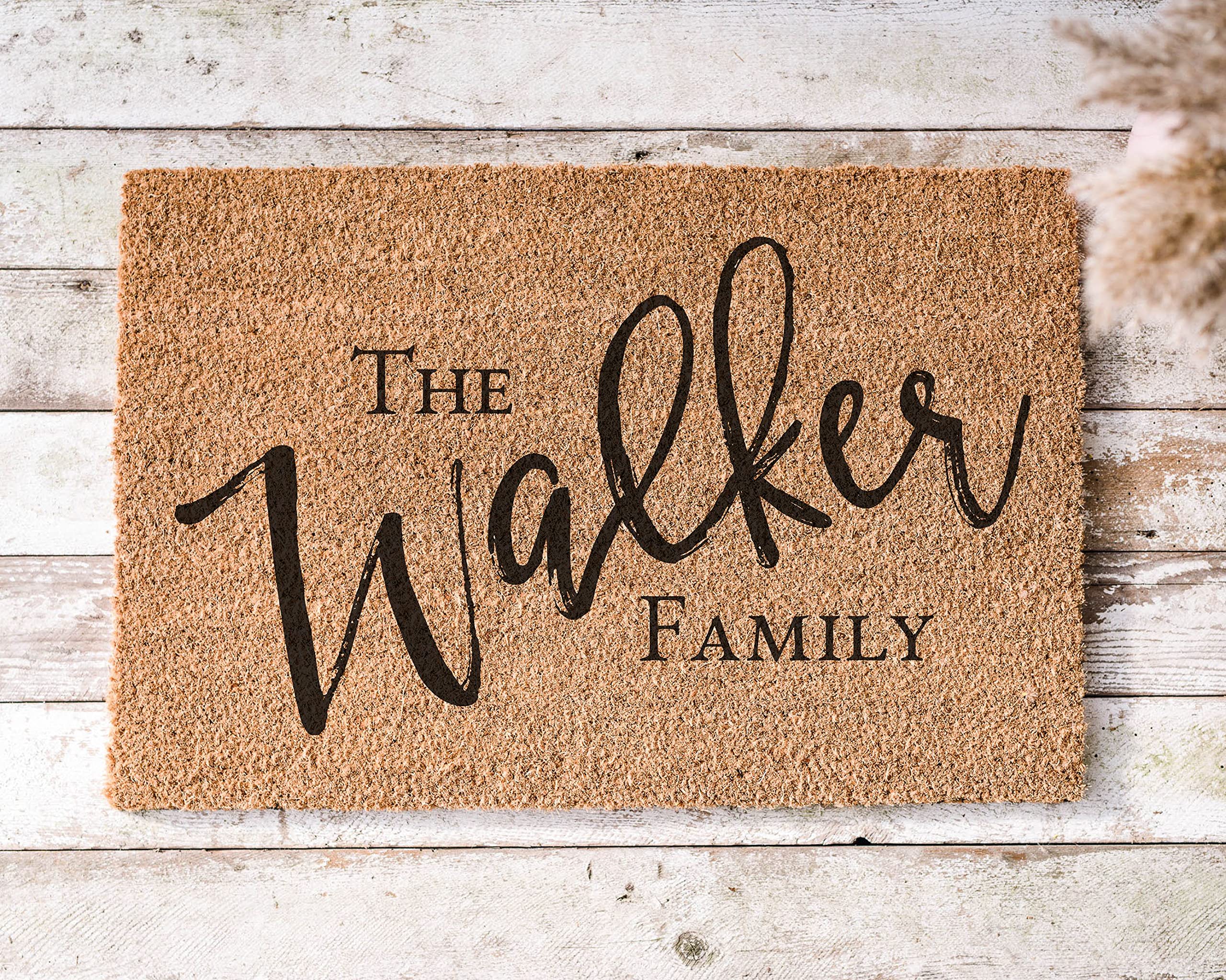 Personalized Family Name Coir Coconut Husk Doormat Door Mat 18x30 or 24x36 (18"x 30")