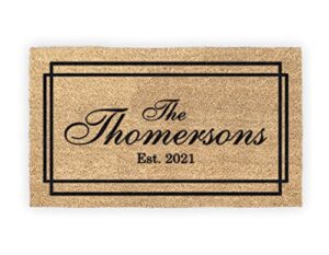 personalized last name coir coconut husk doormat door mat 18x30 or 24x36 (18"x 30")