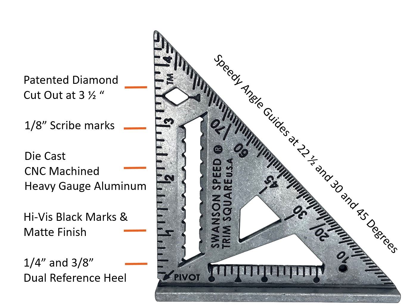 Swanson Tool Co 4-1/2 Inch Trim Speed Square, Model S0145