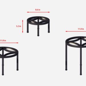 Zhongma Set of 3 Metal Plant Stand for Heavy Potted Plant, 220 LBS Capacity & Heavy Duty Construction, Low Plant Stand for Home Indoor and Outdoor, Sturdy Plant Stand without Installation Required