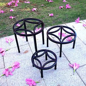 Zhongma Set of 3 Metal Plant Stand for Heavy Potted Plant, 220 LBS Capacity & Heavy Duty Construction, Low Plant Stand for Home Indoor and Outdoor, Sturdy Plant Stand without Installation Required