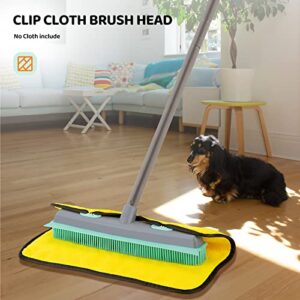 Conliwell Rubber Broom Carpet Rake for Pet Hair, Fur Remover Broom with Squeegee, Portable Detailing Lint Remover Brush, Pet Hair Removal Rubber Broom and Brush for Fluff Carpet, Hardwood Floor