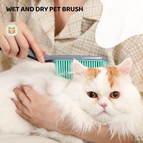 Conliwell Rubber Broom Carpet Rake for Pet Hair, Fur Remover Broom with Squeegee, Portable Detailing Lint Remover Brush, Pet Hair Removal Rubber Broom and Brush for Fluff Carpet, Hardwood Floor