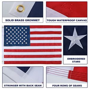 ZWXT American Flag 3x5FT Outdoor Heavy Duty Flag Strongest Longest Lasting Made of Nylon Canvas Head Double, Embroidered Stars, Stitched Stripes Bright Colours Brass Grommets, UV and Fade Resistant