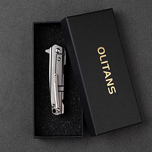 OLITANS AL-T011 Folding Scalpel CNC Titanium Handle Mini Folding Knife #24 Replaceable Blades Pocket Knife Box Open Tools