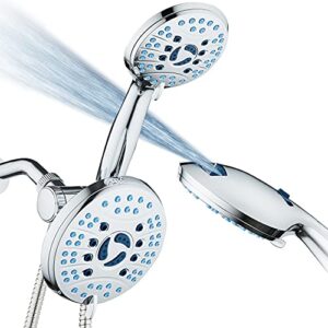 aquacare as-seen-on-tv high pressure 50-mode rain & handheld 3-way shower head combo - anti-clog nozzles/tub, tile & pet power wash/extra long 6 ft. stainless steel hose/all chrome finish