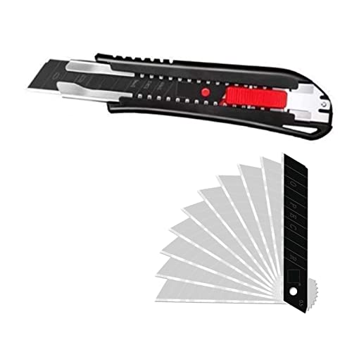 Retractable Utility Knife with 11 Breakable Blades, Sturdy and Practical Simple Structure snap off utility knife boxcutter 18mm knife. (utility knife)