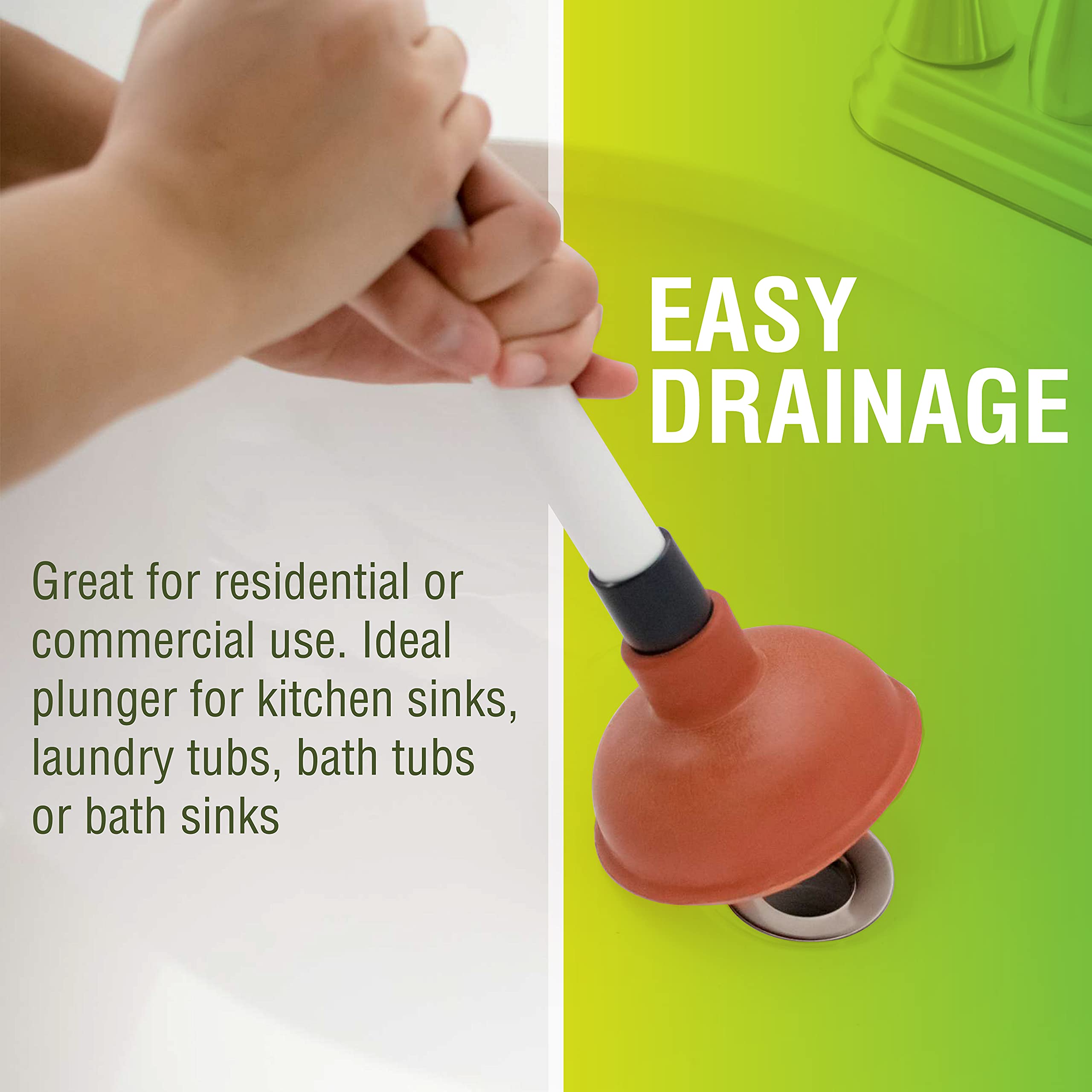 LDR 512 3110A Sink Drain Bathrooms, Kitchens, Baths, Showers Compact and Powerful Easy to Store and Hide, Mini Plunger