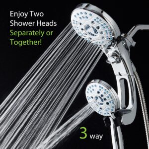 AquaCare As-Seen-On-TV High Pressure Handheld/Rain 50-mode 3-way Shower Head Combo with Adjustable Arm - Anti-clog Nozzles, Tub & Pet Power Wash, 6 ft. Stainless Steel Hose, All Chrome Finish