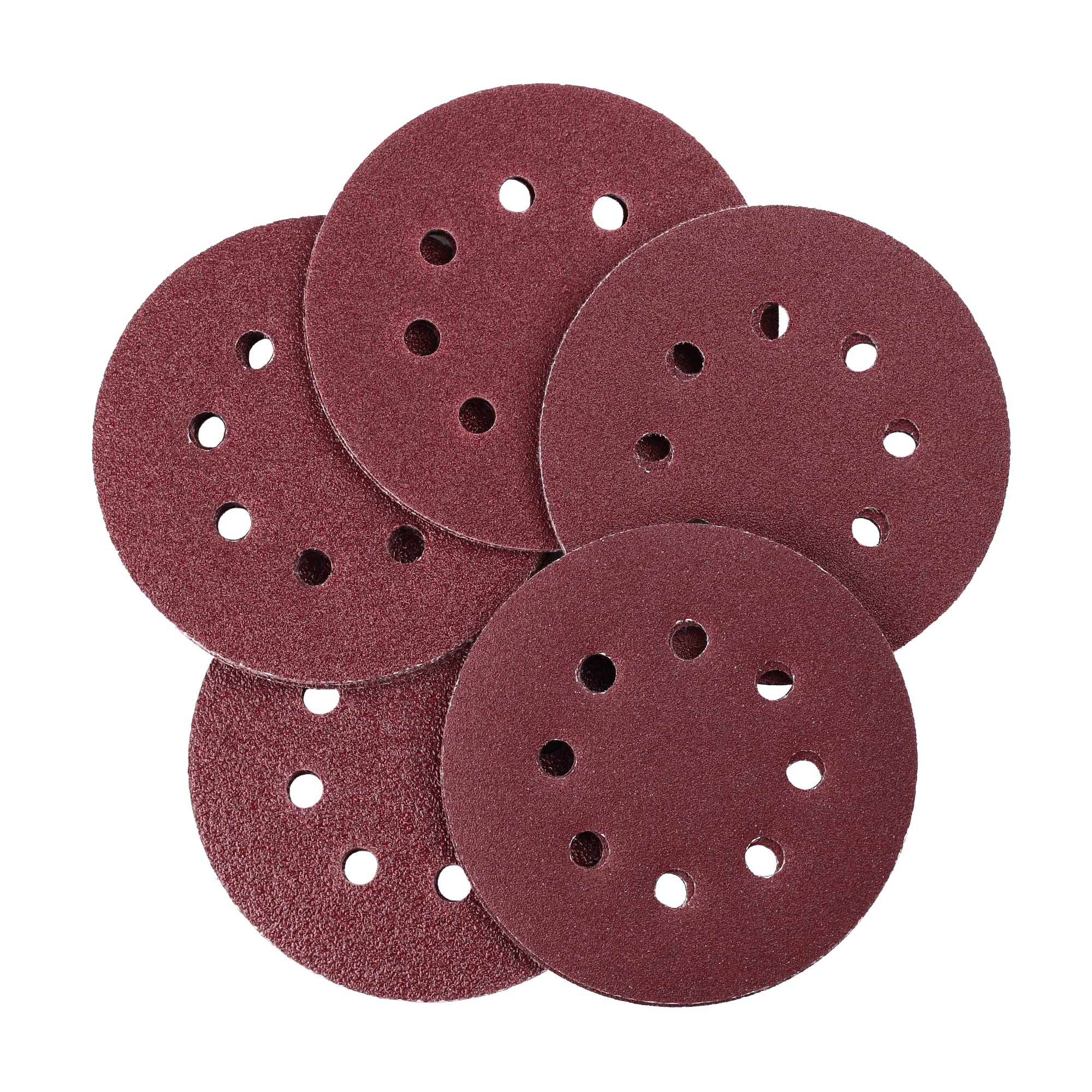 100PCS 5 Inch Sanding Discs 40 60 80 100 120 Rough Sanding Discs Loop 8 Holes Mount by Hook and Loop Sandpaper Orbital Sander(SD001)