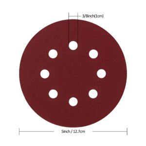 100PCS 5 Inch Sanding Discs 40 60 80 100 120 Rough Sanding Discs Loop 8 Holes Mount by Hook and Loop Sandpaper Orbital Sander(SD001)