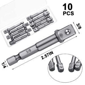 Impact Adapter Square Socket Bit Adapter Hex Impact Socket for Drills, Extension Socket Driver Bits Impact Socket Adapter for Automotive DIY (3/8 Inch Square Tip, Silver)