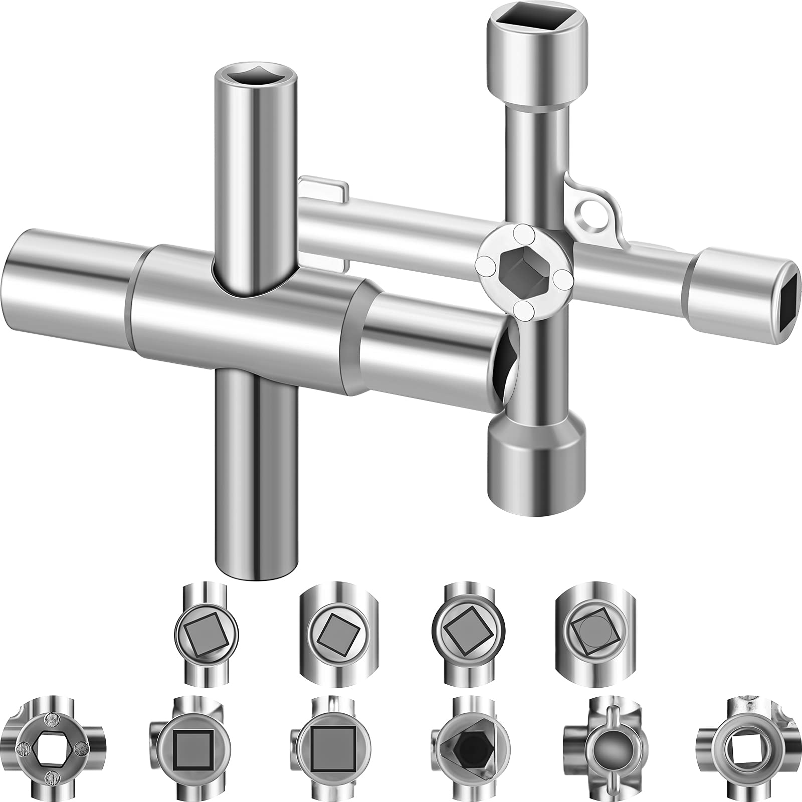 Chumia 4-Way Sillcock Key Wrench, Alloy Steel, 6-Piece Set