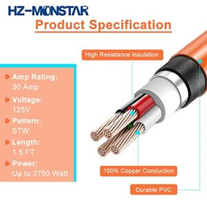 30 Amp to 110 Adapter Generator Power Cord, 4 Prong 30 Amp to 15 Amp Generator Adapter, NEMA L14-30P Male Plug to 4X 5-20R Household Tri Outlet Female Connectors Power Adapter 1.5 FT 125/250V